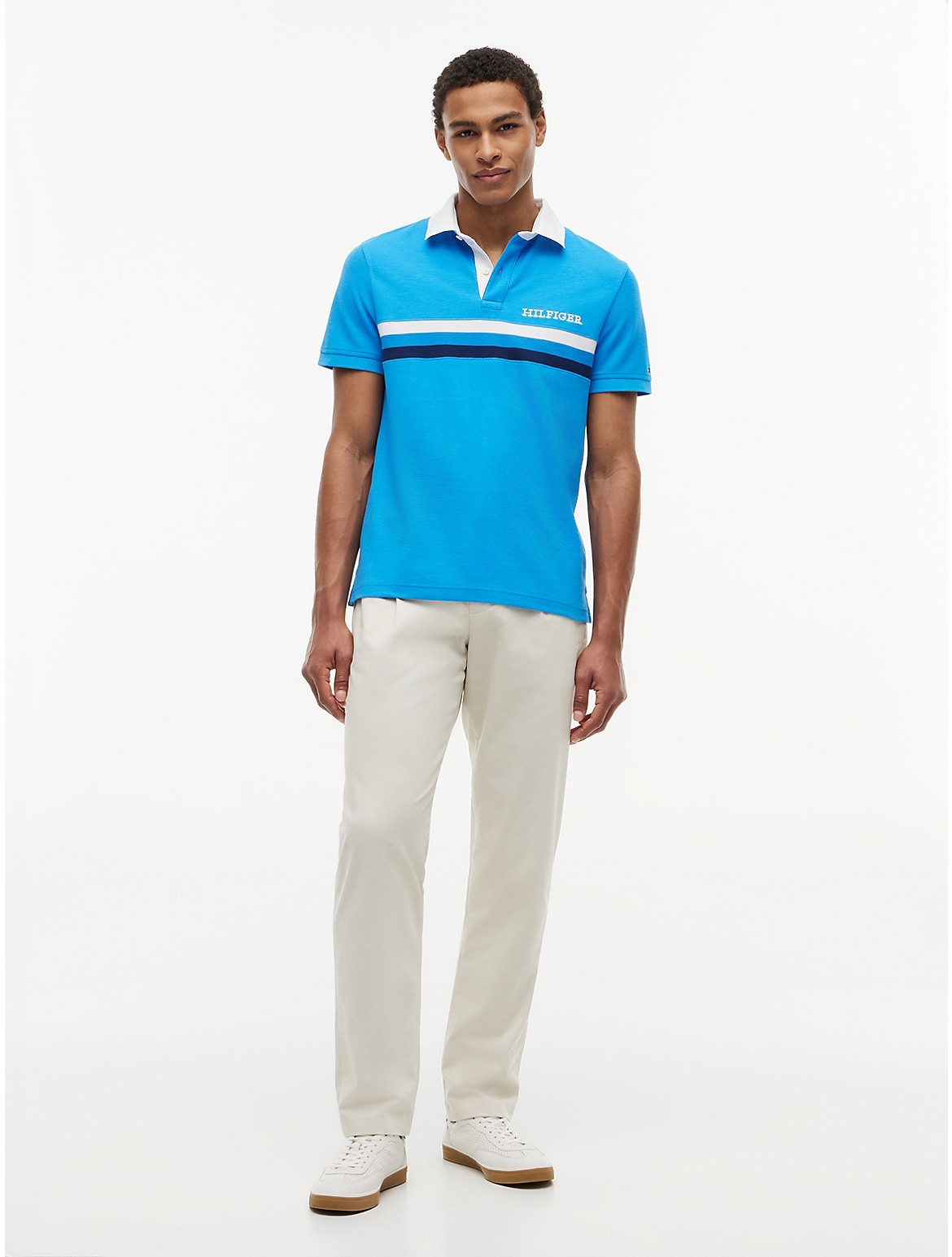 TOMMY HILFIGER men's regular fit hilfiger logo wicking polo -